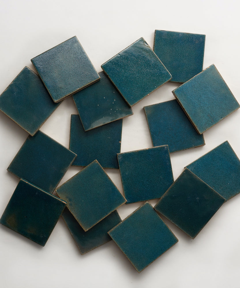 outdoor terracotta tile | teal | 4x4 square | lilypond | OUTERclé