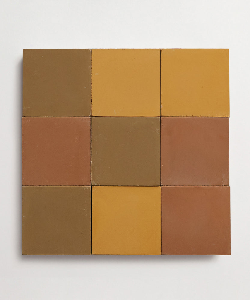 outdoor cement tile | 4x4 brown yellow square | petite | OUTERclé