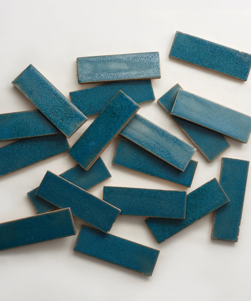 outdoor terracotta tile | blue | 2x6 rectangle | lilypond – OUTERclé